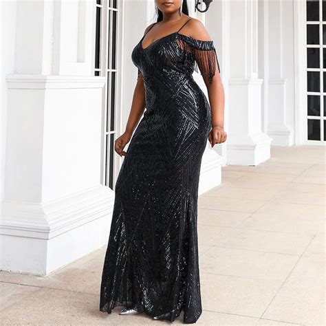 Plus Size Sequin Off Shoulder Gown Hello Curve
