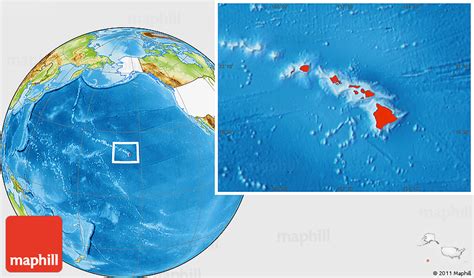 Physical Location Map Of Hawaii Highlighted Country