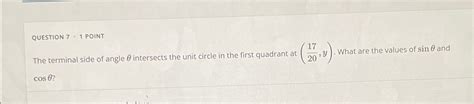 Solved Question 7 1 ﻿pointthe Terminal Side Of Angle θ