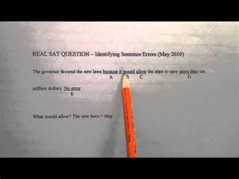 SAT Writing Identifying Sentence Errors 26 Subject Verb Agreement Real SAT Test 2010 YouTube