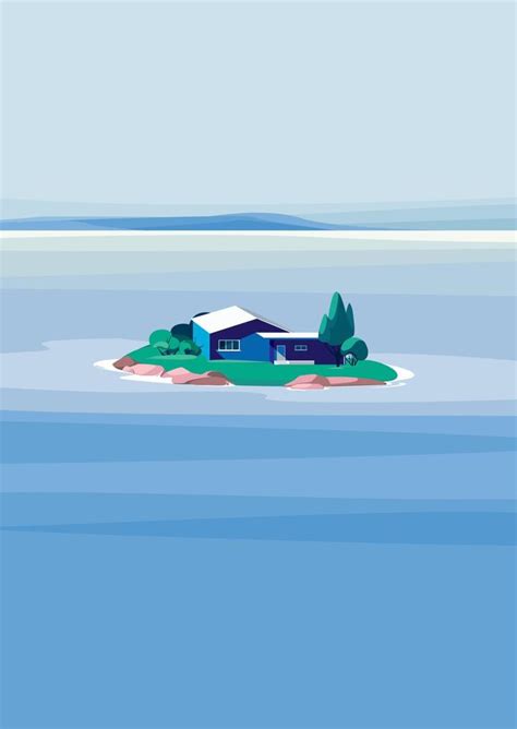 Marinha Casa Azul Na Ilha Paisagem Natural Em Formato Vertical