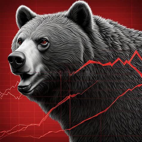 Angry Bear In Three Dimmensional Red Charts Represents Divergence In