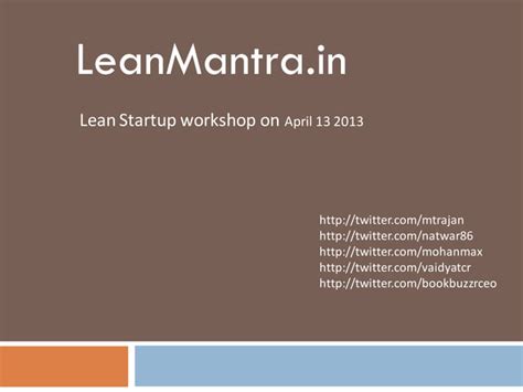 Leanmantra Lean Startup Workshop Ppt