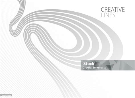 밝은 회색과 흰색 흑백 의 원근 벡터 배경의 선 부드러운 그라데이션과 물결 모양의 움직임을 가진 3d 차원 줄무늬 3차원 형태에 대한 스톡 벡터 아트 및 기타 이미지