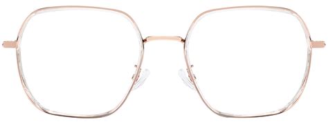 Michela Clear And Rose Gold Polygon Eyeglasses