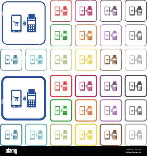 Mobile Payment Color Flat Icons In Rounded Square Frames Thin And