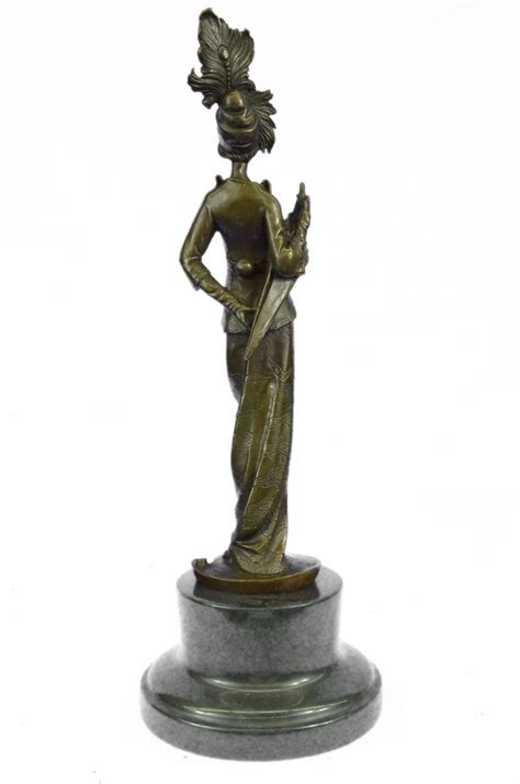 Art Deco Handcrafted Flapper Classy Lady Bronze Sculpture Home Decor F
