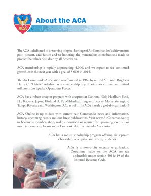 Fillable Online Aircommando About The ACA Air Commando Association