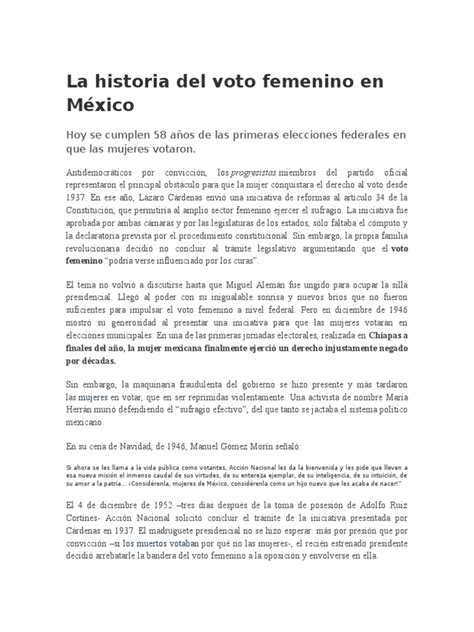 La Historia Del Voto Femenino En México Votación Elecciones