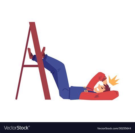 work accident cartoon man fallen from ladder vector image