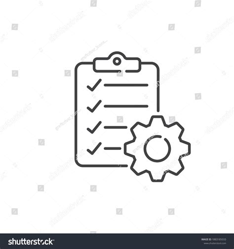 Clipboard Gear Icon Line Style Technical Stock Vector Royalty Free 1883185033 Shutterstock