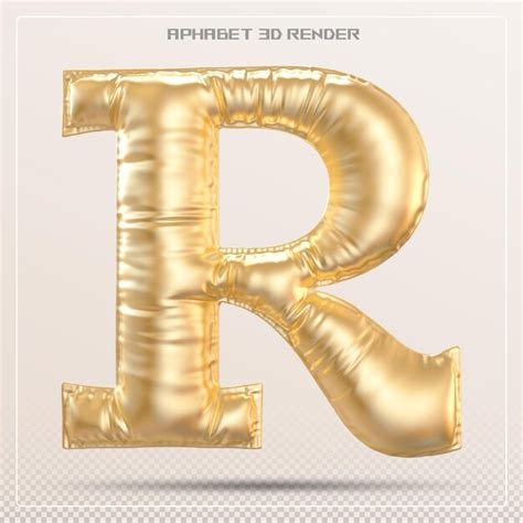 Premium PSD Bubble Letter R Font Gold Render