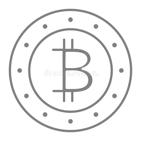Bitcoin Thin Line Icon Coin Vector Illustration Isolated On White Cryptocurrency Outline Style