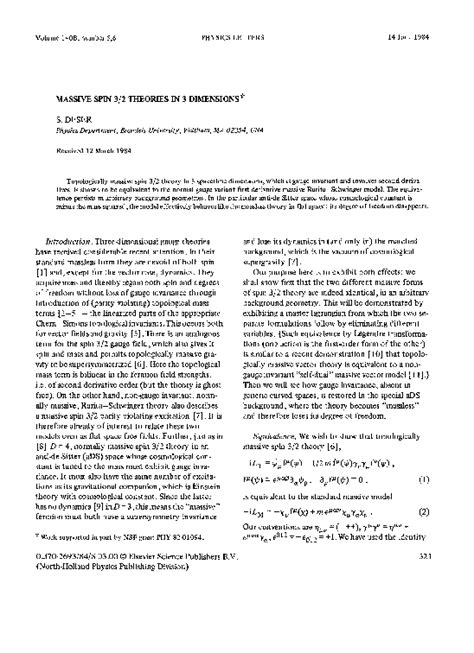 Pdf Massive Spin Theories In 3 Dimensions S Deser