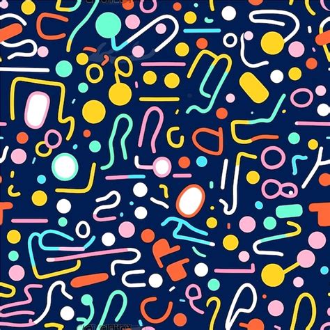 Doodle de linha colorida divertida sem costura padrão Vetor Premium