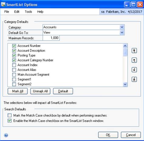 CRGroup Tips Tricks Changing SmartList Default Settings In Microsoft Dynamics GP