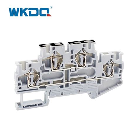 China 4 Mm2 Spring Cage Terminal Block 2 Level Din Rail Mounted With Equipotential Bonder