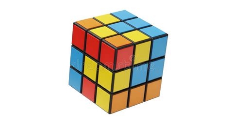 Colorful Cube Puzzle On White Background Challenging Cognition And Problem Solving Stock