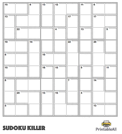 Printable Medium Sudoku Killer Sheet 2 Free Download And Print For You