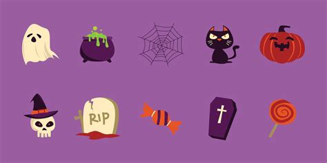 Colorful Halloween Icons For Festive Decorations 69597275 Vector Art At