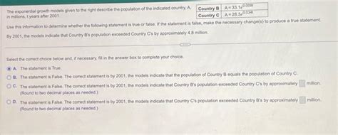 Solved The Exponential Growth Models Given To The Right
