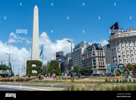 Plaza De La Republica With The Obelisco De Buenos Aires Monument The