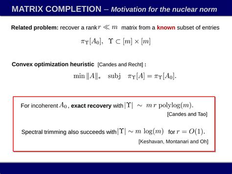 Robust Pca Matrix Completion People Eecs At Uc Berkeley