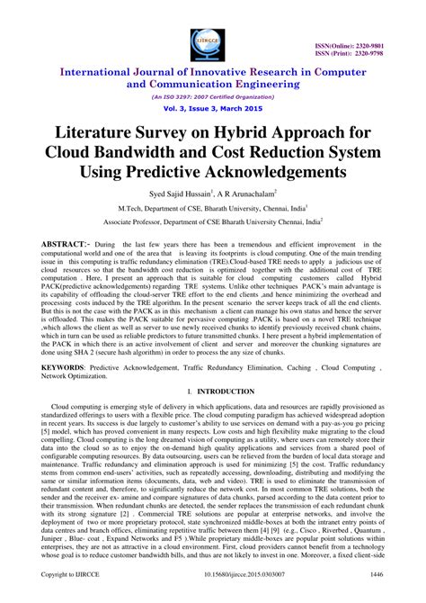 Pdf Literature Survey On Hybrid Approach For Cloud Bandwidth And Cost Reduction System Using