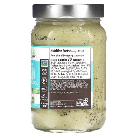 Primal Kitchen No Dairy Alfredo Sauce Made With Avocado Oil 15 Oz 425 G