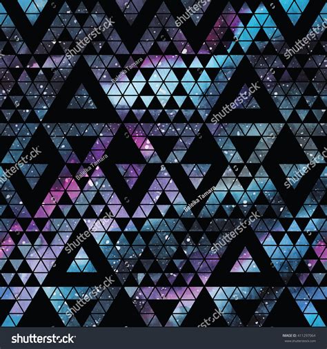 Galaxy Seamless Pattern Triangles Geometric Shapes Stock Vector Royalty Free 411297064