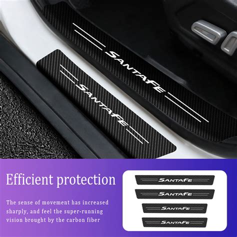 자동차 도어 씰 스크래치 플레이트 탄소 섬유 프로텍터 화타이 산타페 2010 2022 자동차 도어 엔트리 페달 가드 액세서리
