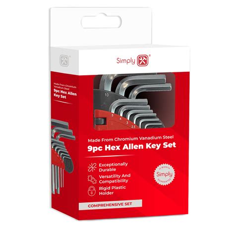 9pc Hex Allen Key Set Simply Brands Private Label