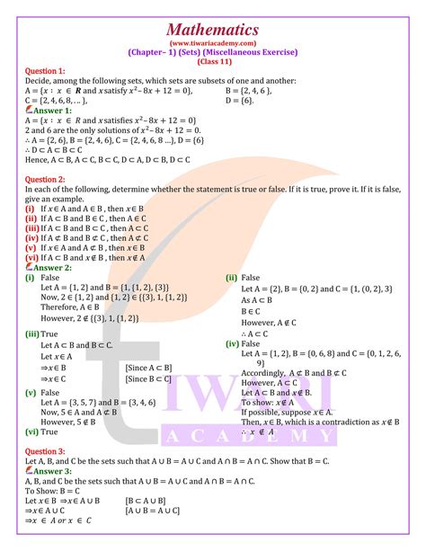 Ncert Solutions For Class 11 Maths Chapter 1 Miscellaneous Exercise
