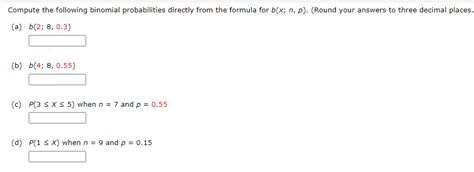 Solved Compute The Following Binomial Probabilities Directly Chegg