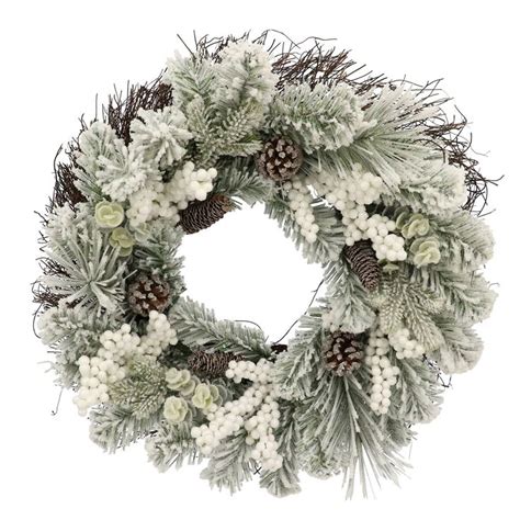24 White Berry Flocked Wreath Christmas Decor Michaels®