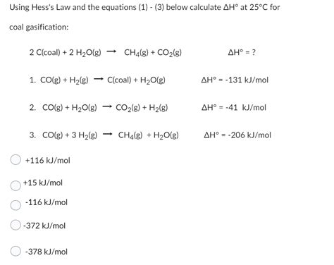 Solved Using Hesss Law And The Equations 1 3 Below