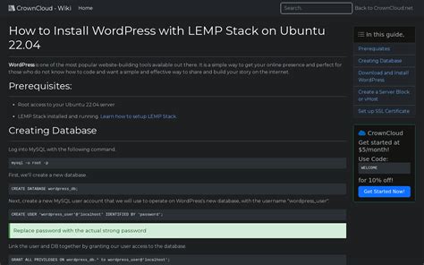 CrownCloud Wiki How To Install WordPress With LEMP Stack On Ubuntu 22 04