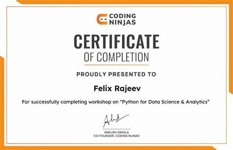 Completed Python For Data Science And Analytics Course Felix Rajeev Samuel D Posted On The