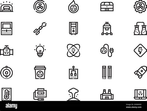 Nuclear Energy Icons Collection Is A Vector Illustration With Editable Stroke Stock Vector Image