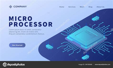 Micro Processor Core Circuit Link Website Template Landing Homepage Vector Stock Vector By