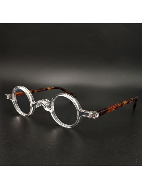 Yujo Unisex Full Rim Small Round 34mm Handcrafted Acetate Eyeglasses Fuzweb Round Eyewear
