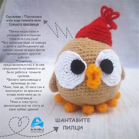 Шантавите пилци Спящата красавица Амигуруми Декорация Плетено на една кука Пиле Handmasters Bg