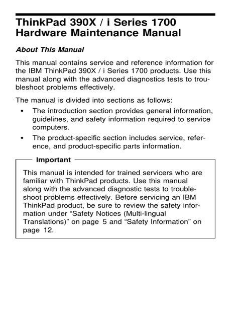 Ibm Thinkpad 390x I 1700 Pdf Electrostatic Discharge Floppy Disk