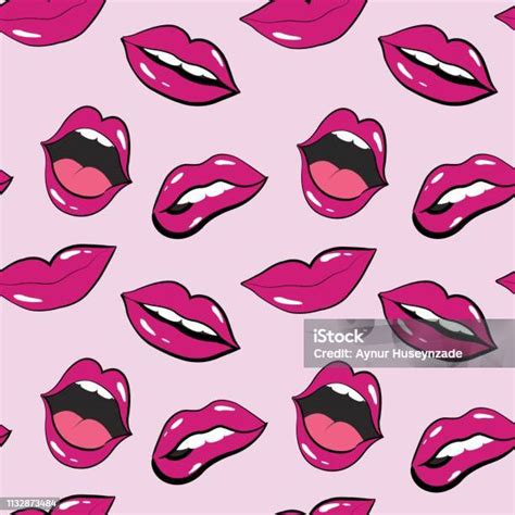 Bibir Pola Mulus Ilustrasi Vektor Dengan Bibir Dan Ciuman Ilustrasi
