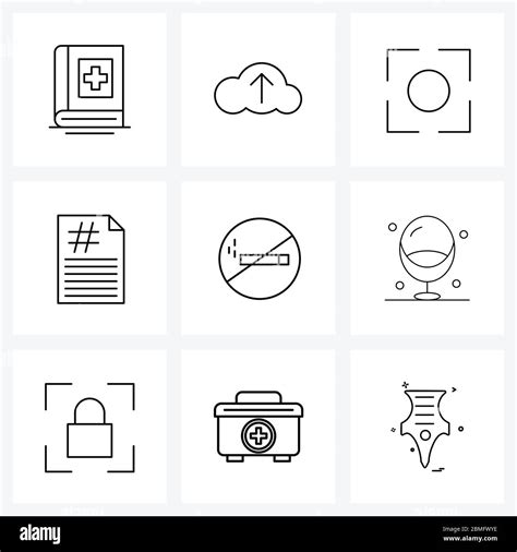 Jeu De 9 Pictogrammes Modernes De Licône De Ligne Dinterface