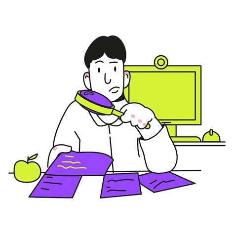 Premium Vector Man Analyzes Documents