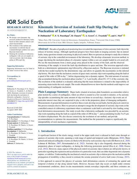 Pdf Kinematic Inversion Of Aseismic Fault Slip During The Nucleation Of Laboratory Earthquakes
