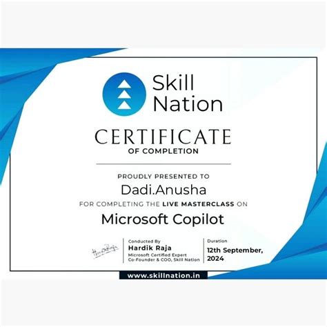 Dadi Anusha On Linkedin Certificate Skillnation Microsoftcopilot