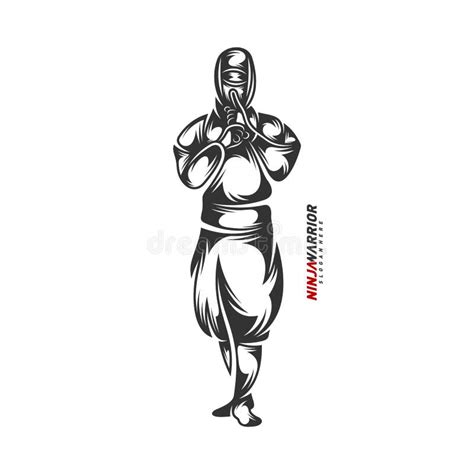 Ninja Warrior Design Vector Illustration Silhouette Of Japanese
