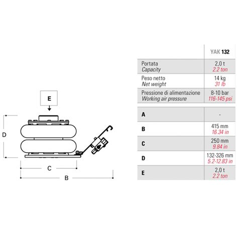 Cric pneumatic Cattini YAK AES Tools Echipamente Service și ITP